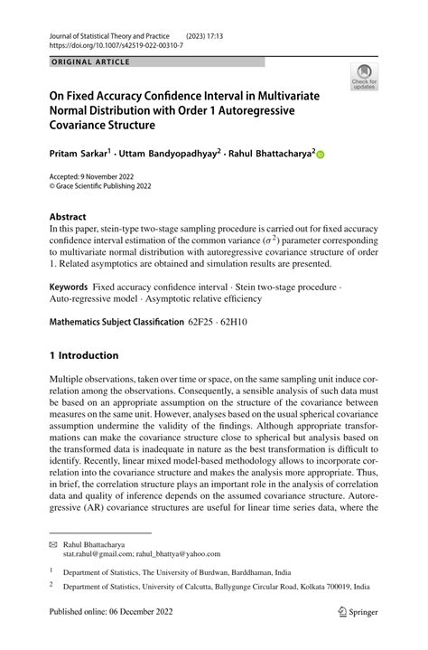Pdf On Fixed Accuracy Confidence Interval In Multivariate Normal