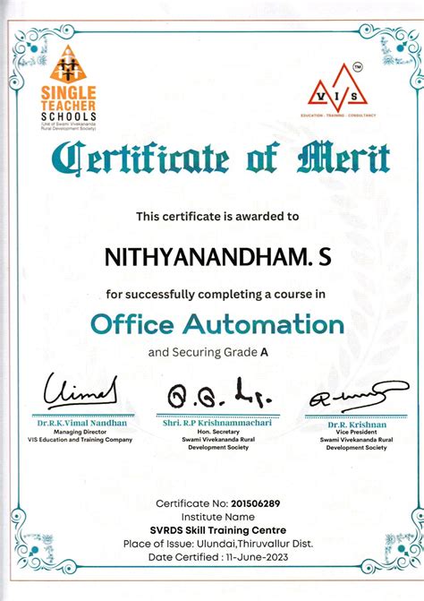 Completed Office Automation Project Nithyanandham S Posted On The