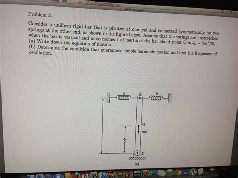 Solved Consider A Uniform Rigid Bar That Is Pivoted At On Chegg