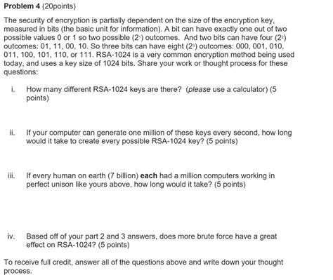 Solved Problem Points The Security Of Encryption Is Chegg
