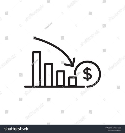 graph down reduce progress line icon stock vector royalty free