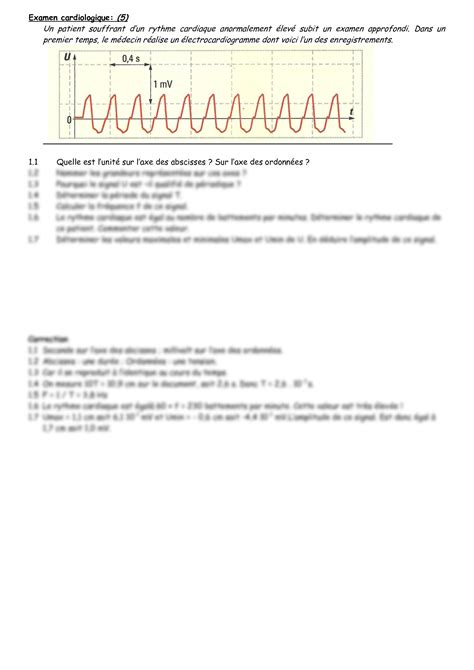 SOLUTION Examen Cardiologique Exercices Corriges Studypool