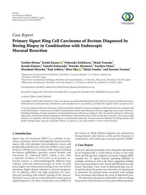 Pdf Primary Signet Ring Cell Carcinoma Of Rectum Diagnosed By Boring