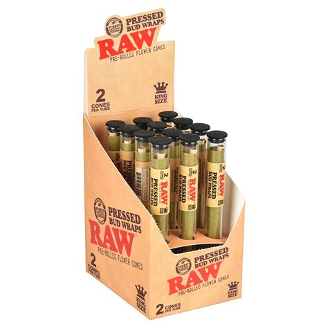 Raw Pressed Bud Wrap Cone King Size 12pc Display Buitrago Cigars