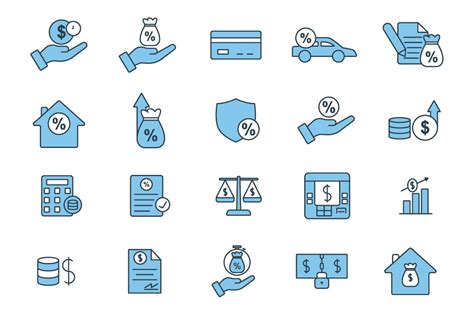 Credit And Loan Flat Line Icon Set Graphic By Asobahus · Creative Fabrica