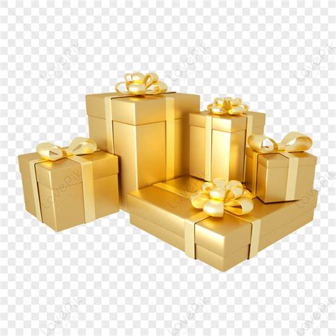 3d 일러스트 황금 생일 선물 상자 조합크리스마스축하하다 Png 일러스트 무료 다운로드 Lovepik