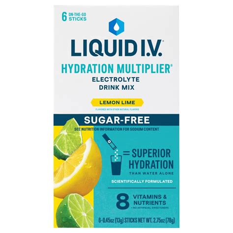 Liquid I V Hydration Multiplier Zero Sugar Electrolytes Lemon Lime