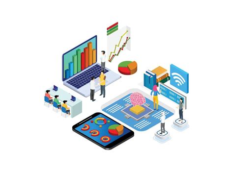 Modern Isometric Data Analysis Illustration Web Banners Suitable For