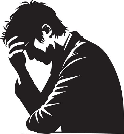 Sad Man Vector Silhouette Tension Man Upset Man Vector Silhouette