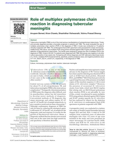 Pdf Role Of Multiplex Polymerase Chain Reaction In Diagnosing