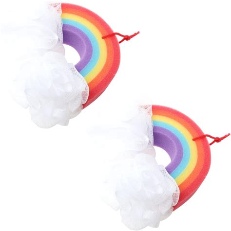 Minkissy Bath Sponge Loofah Sponge Shower Loofahs Balls 2pcs Rainbow