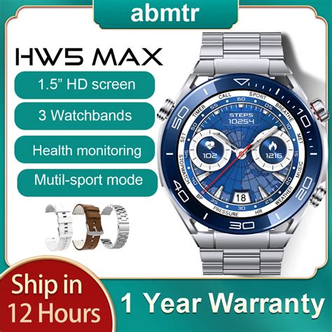 HW5-MAX-reloj-inteligente-de-lujo-para-hombre-pulsera-con-3-correas ...