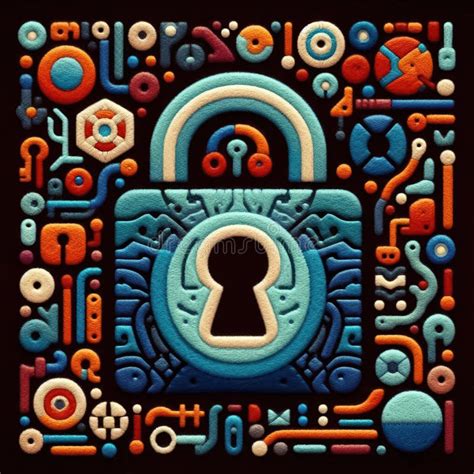 felt art patchwork secure data lock symbol representing the ongoing battle for cybersecurity