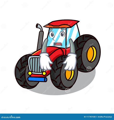 Estilo Receoso Dos Desenhos Animados Da Mascote Do Trator Ilustração do