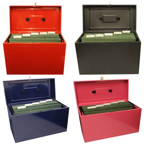 Lockable A4 Metal File Box Filing Storage Inc 5 Free Suspension Files