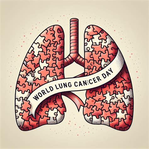 World Lung Cancer Day Poster Design Of Lungs Made Of Puzzle Pieces