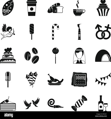 Sugary Food Icons Set Simple Style Stock Vector Image And Art Alamy