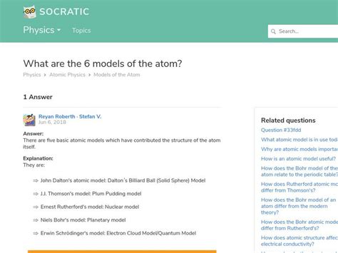 Socratic What Are The 6 Models Of The Atom Handout For 9th 10th