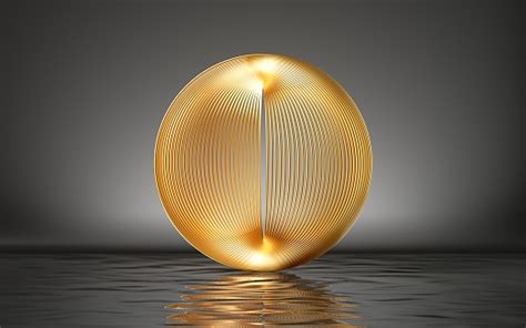3d 렌더링 젖은 바닥에 물에 반사와 검은 배경에 고립 추상 황금 구 현대 의 미니멀 한 기하학적 모양 디지털 생성 이미지에 대한 스톡 사진 및 기타 이미지 Istock