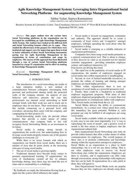 Pdf Agile Knowledge Management System Leveraging Intra Organizational Social Networking