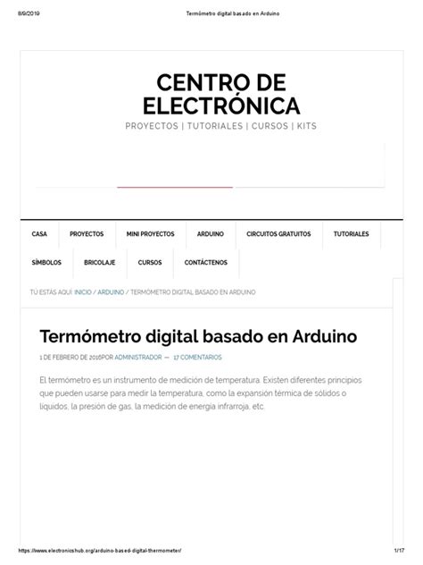 Termómetro Digital Basado En Arduino Pdf Arduino Temperatura