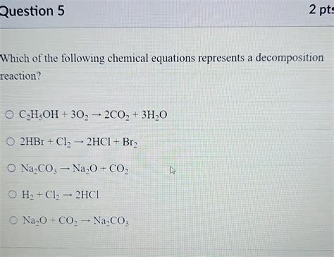 Solved Which Of The Following Chemical Equations Represents Chegg
