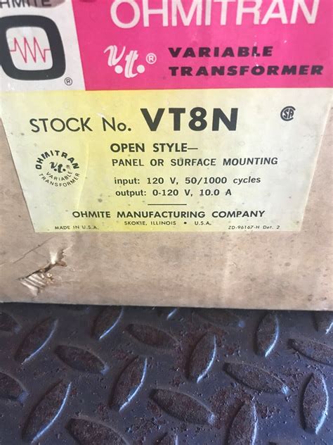 Ohmite Ohmitran VT N Variable Transformer V A Output For Sale Online EBay