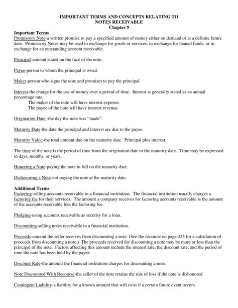 Notes Receivable Key Terms Journal Entries
