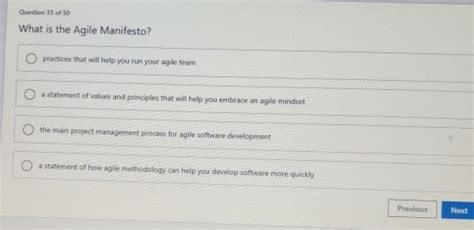 Solved Question 35 Of 50What Is The Agile Chegg