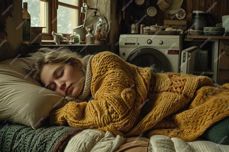 Человек спит на кровати в крошечном доме Бесплатно Фото