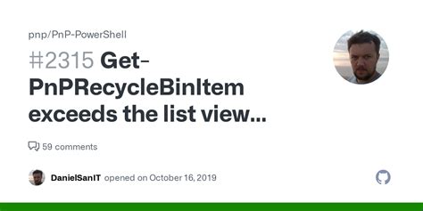 Get Pnprecyclebinitem Exceeds The List View Threshold · Issue 2315