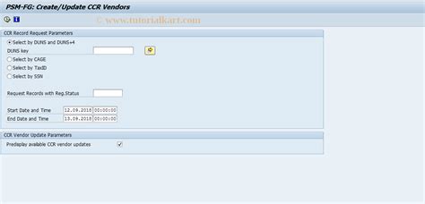 fmfgccr create sap tcode psm fg create update ccr vendors