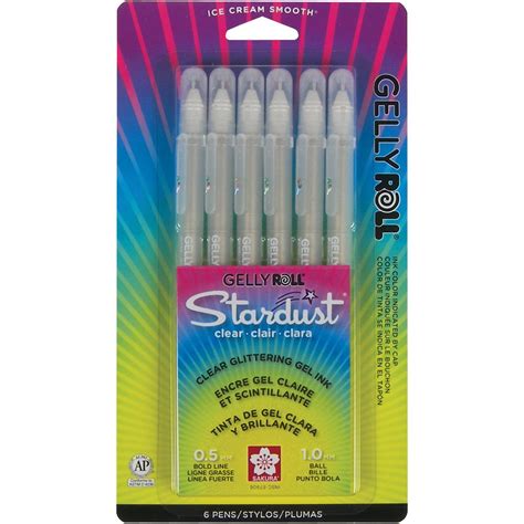 Sakura Gelly Roll Stardust Bold Point Pens 6 Pkg Clear Toptoy