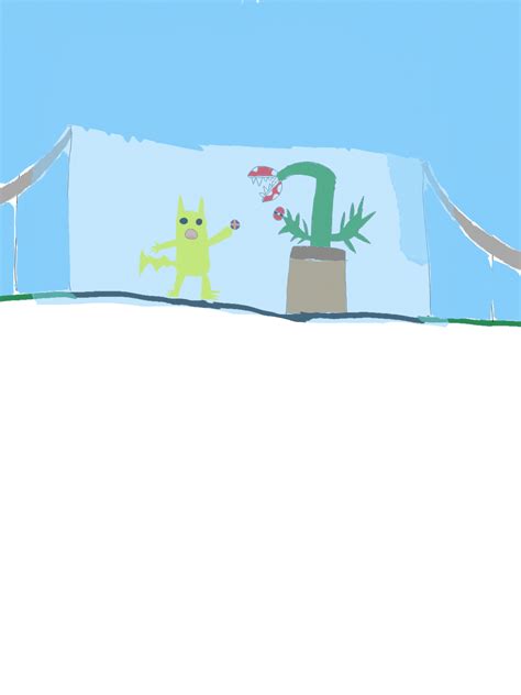 Drew Fan Art Of Pikachu Fighting The Piranha Plant R Supersmashbros