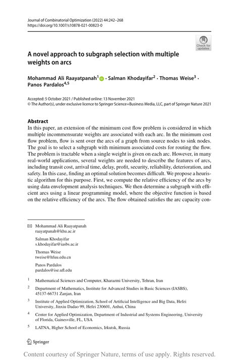 a novel approach to subgraph selection with multiple weights on arcs