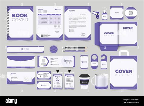 Office Stationery Template Design With Creative Purple Shapes Modern