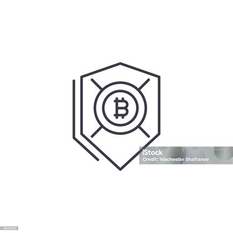 Bitcoin 보안 선형 아이콘 개념입니다 Bitcoin 보안 라인 벡터 기호 상징 그림 가상현실에 대한 스톡 벡터 아트 및 기타 이미지 Istock