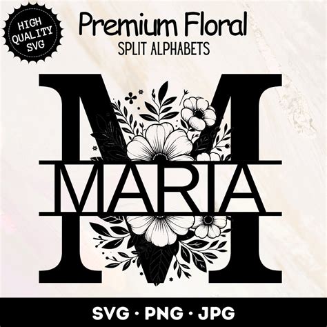 Premium Floral Monogram Svg Files Bundle Spilt Alphabet Svg Set