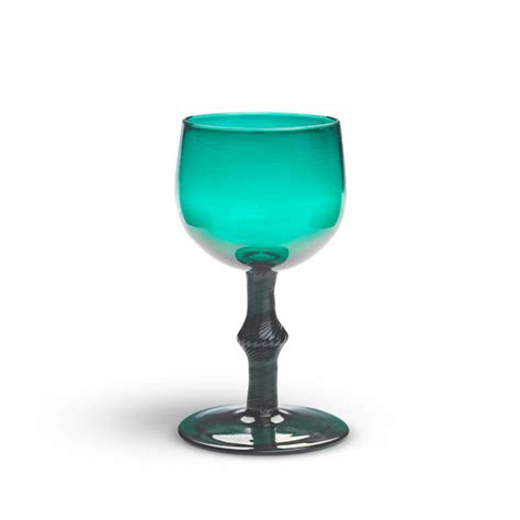 Bonhams An Emerald Green Tinted Incised Twist Wine Glass Circa 1760