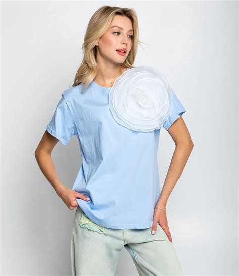 Футболка КТ4412 голубой купить женские футболки оптом