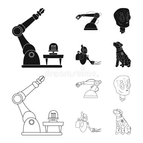 Vector Design Of Robot And Factory Icon Set Of Robot And Space Vector Icon For Stock Stock