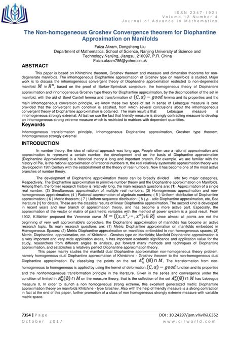 Full Article The Non Homogeneous Groshev Convergence Theorem For