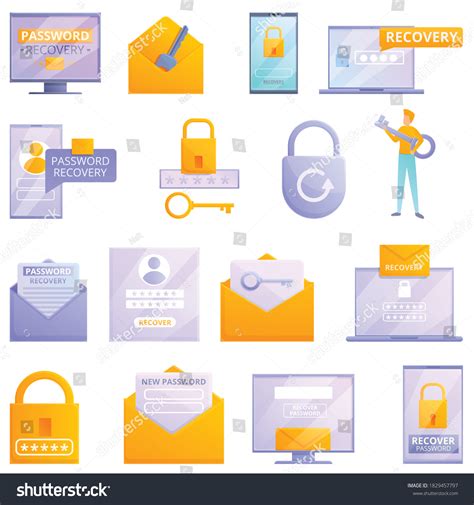 Password Recovery Icons Set Cartoon Set Stock Vector Royalty Free 1829457797 Shutterstock
