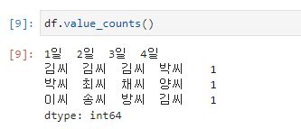 Python DataFrame 전체 값 개수 세고 나열하기 value counts concat fillna sum sort values