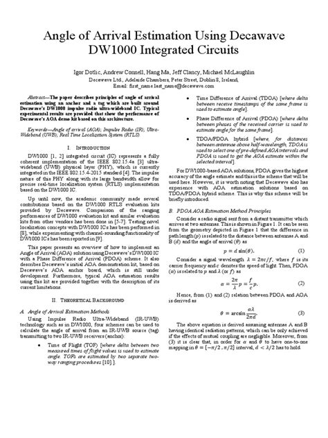 Angle Of Arrival Estimation Using Dw1000 Online Pdf Ultra Wideband Antenna Radio