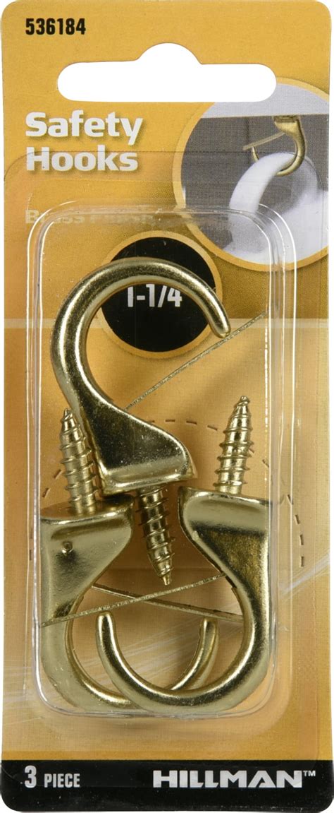 Hillman Brass Safety Cup Hooks 1 14 3 Pack