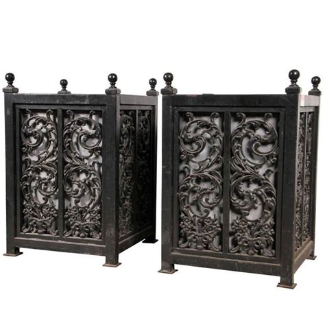 Pair Of Elaborate Wrought Iron Large Planters For Sale At 1stdibs