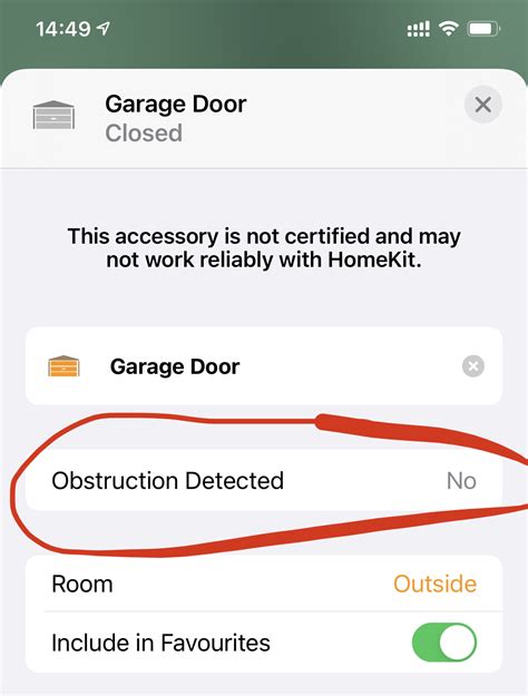 Homekit Garage Door Status Obstruction Detected Feature Requests