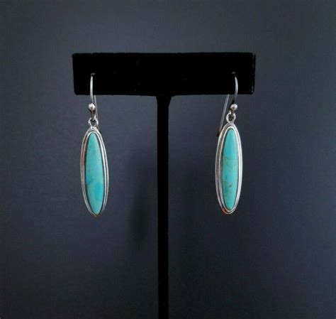 Vintage Turquoise Earrings Sterling Silver Barse Hallmarked Long