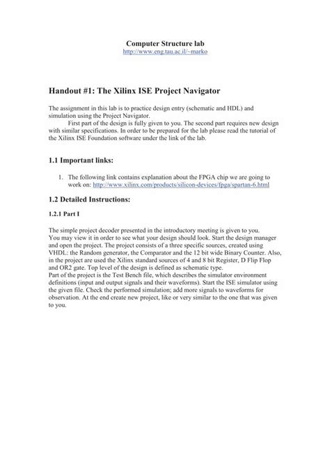 pdf handout 1 the xilinx ise project navigatormarko complab f 20